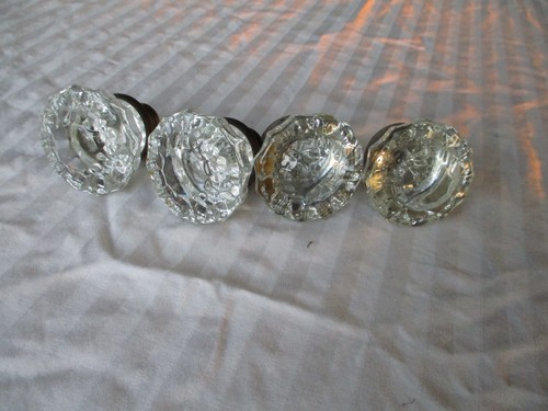 Lot of 4 Vintage 12 Point Clear Crystal Glass Door Knobs | eBay