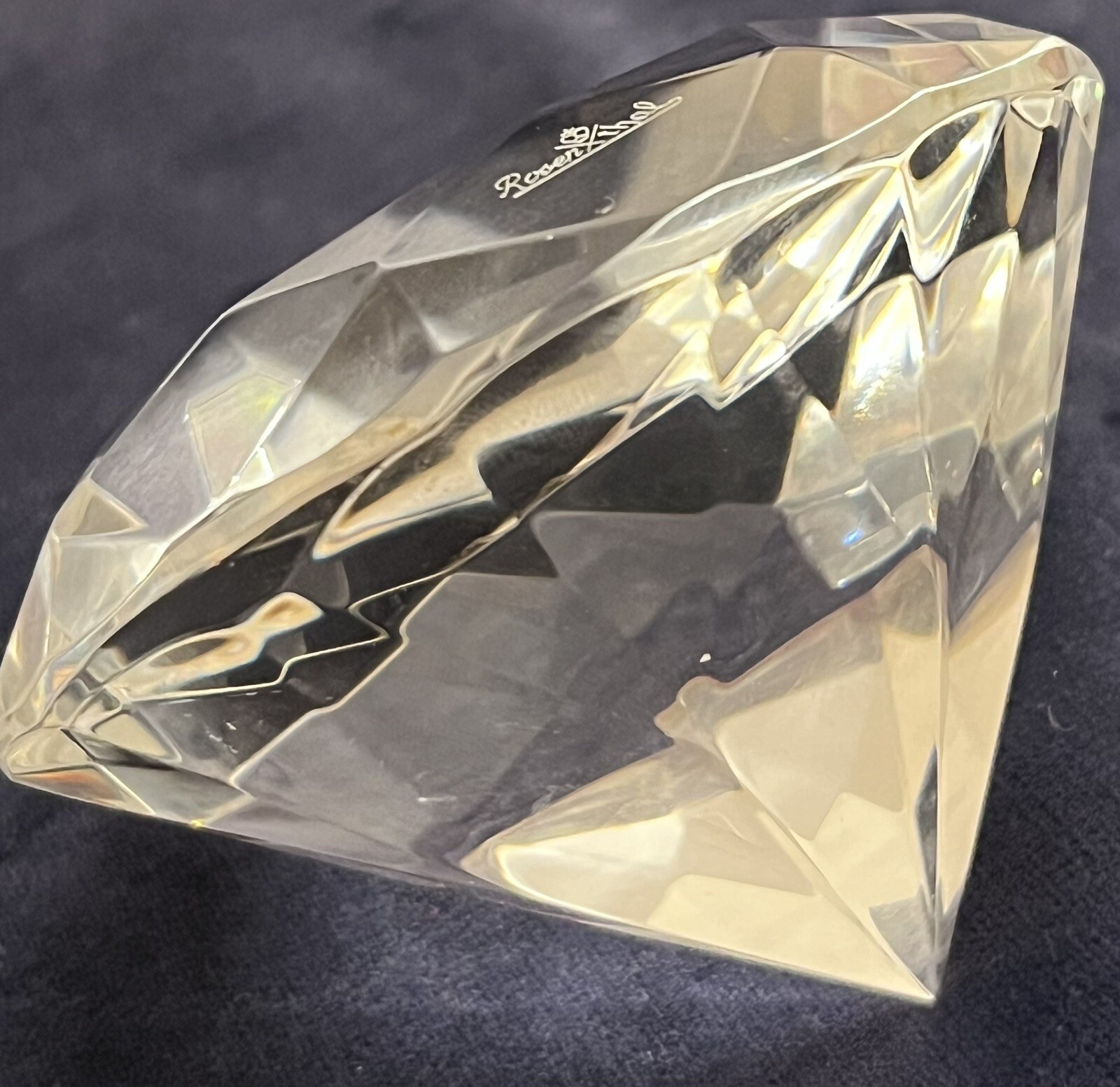 Rosenthal Clear Crystal Diamond Paperweight Clear Round Prism Cut ...