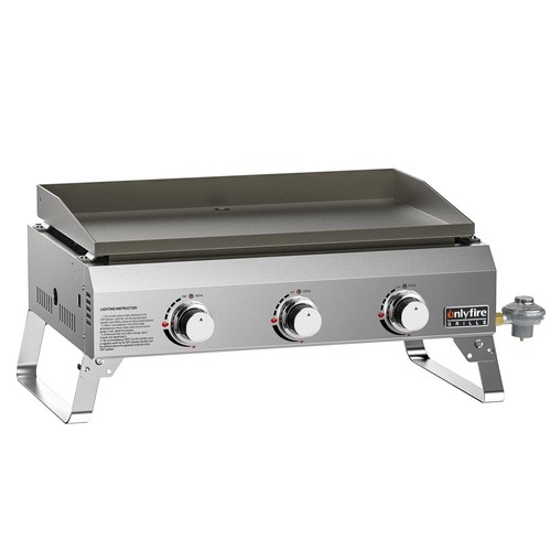 Onlyfire Flat Top Gas Griddle, 3-Burner Tabletop BBQ Propane Gas Grill ...