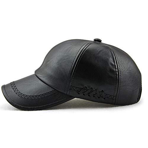 Unisex Leather Baseball Cap, Men Adjustable Structured PU Classic ...