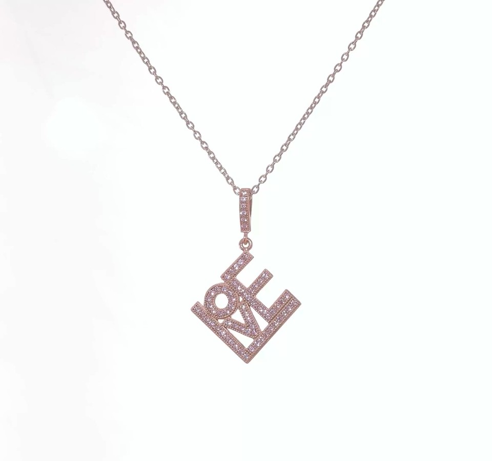 Brilliant Embers Silver Rose Gold-plated 68 Stone 18 inch Micro Pav CZ ...