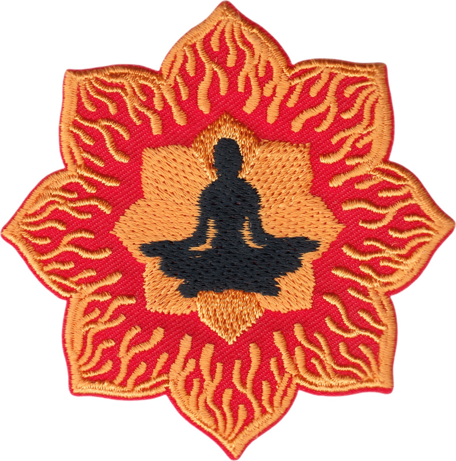 Patch - Zen Lotus Orange Red Flames Meditation Man Buddha Religion Iron ...