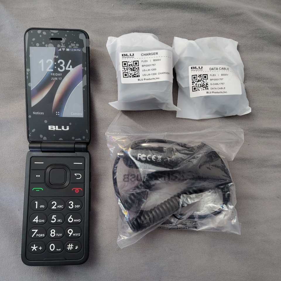 Blu Flex B300V Flip Phone Black, TracFone, 4g/Lte NEW Open Box | eBay