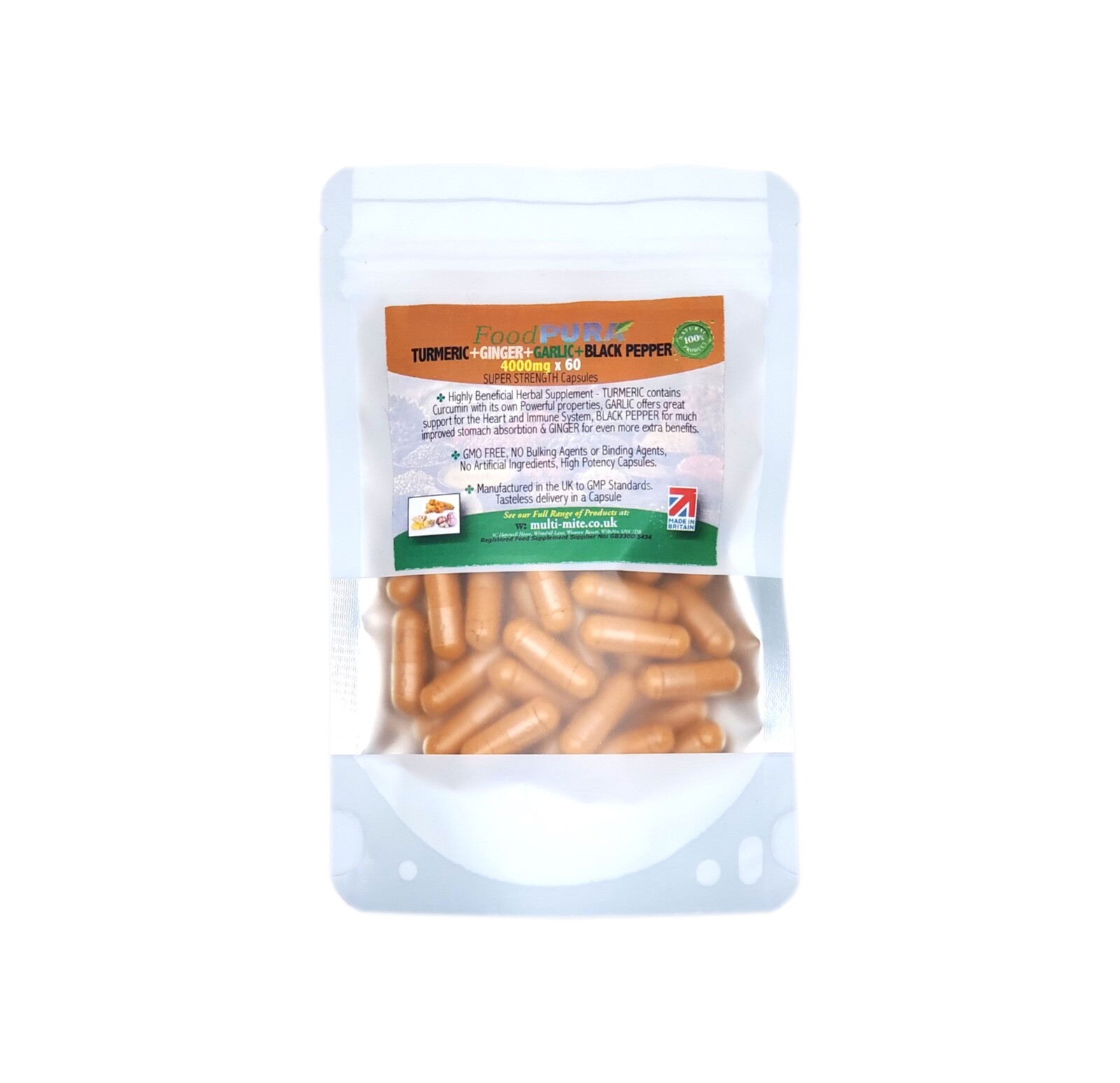 GINGER TURMERIC GARLIC BLACK PEPPER Capsules 4000mg HIGH STRENGTH Vegan ...