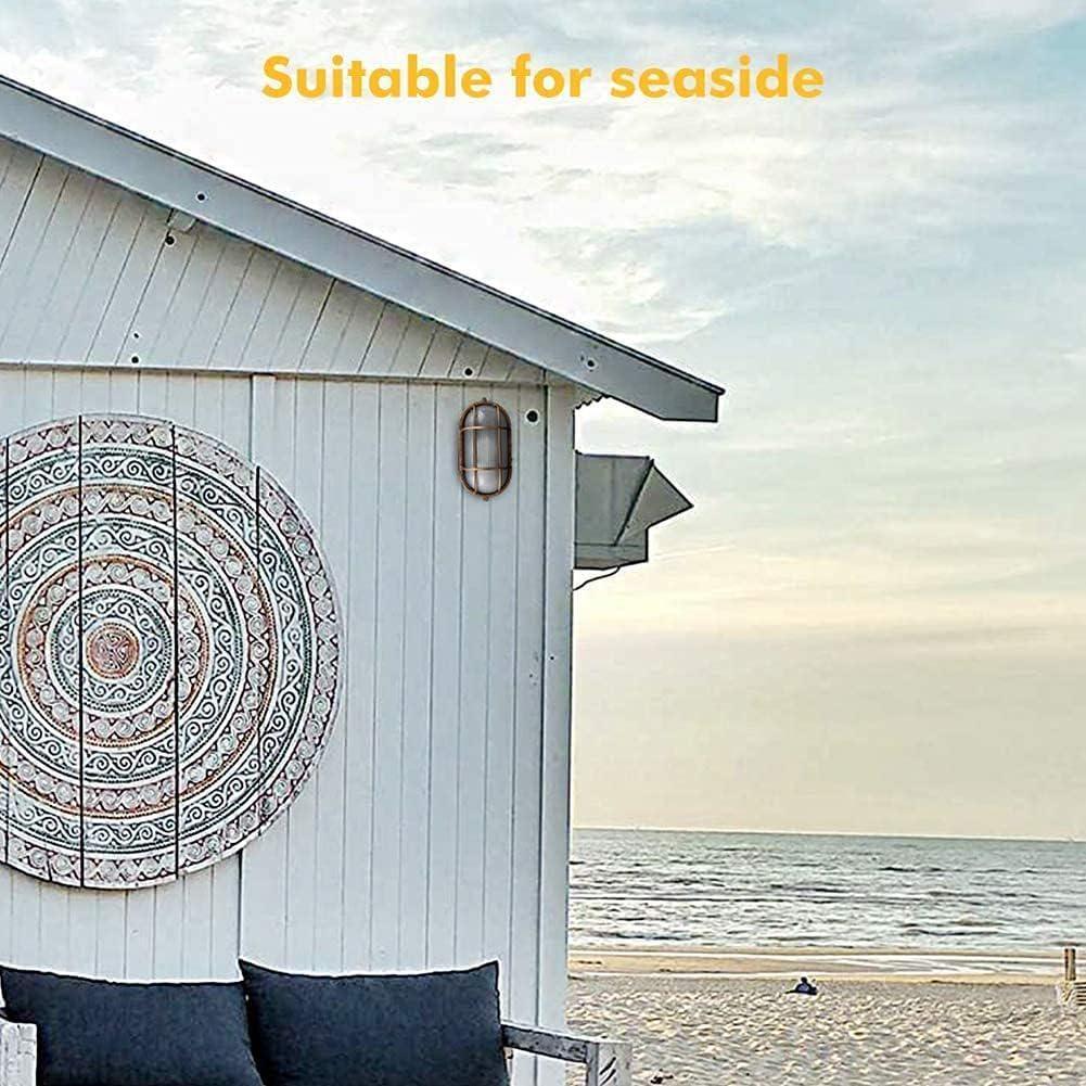 Oval Bulkhead Light Fixture, 2 Pack 8.3 Outdoor Grid Nautical Wall ...