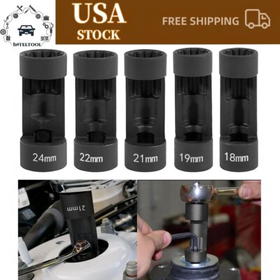 5PCS SUSPENSION STRUT NUT SOCKET TOOL 18/19/21/22/24MM-12 POINT 1/2 ...