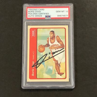2004-05 Upper Deck #2 Boris Diaw Signed Card AUTO 10 PSA Slabbed Hawks ...