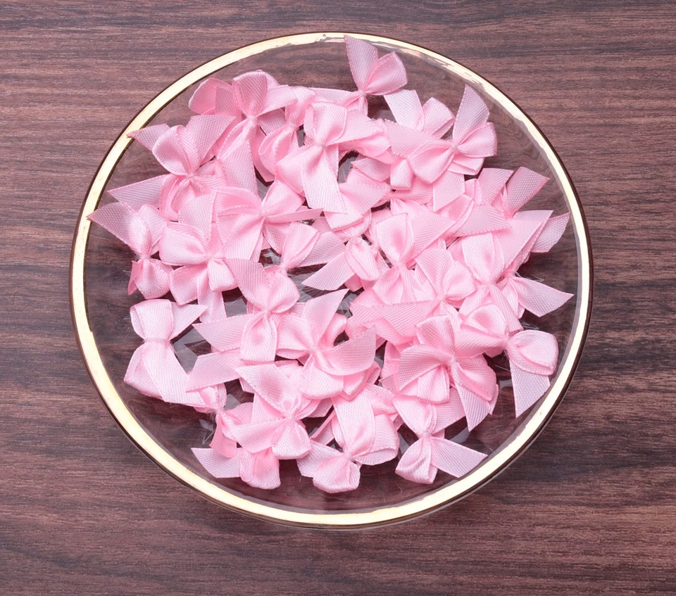 50 Pcs Mini Satin Ribbon Bow 0.9 Inch Small Soft Cute Elegant Bows for ...