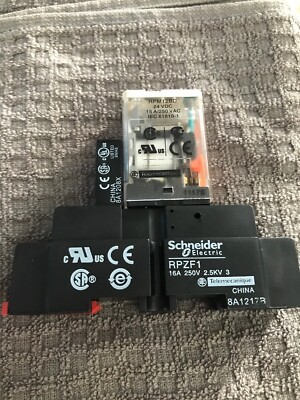 Schneider RPZF1 3.3" RELAY SOCKET With RPM12BD Relay And RXM040W Diode ...