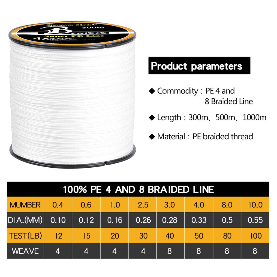Superpower Sea Braided Fishing Line 328/547/1093 Yards PE 4/8 Strands ...