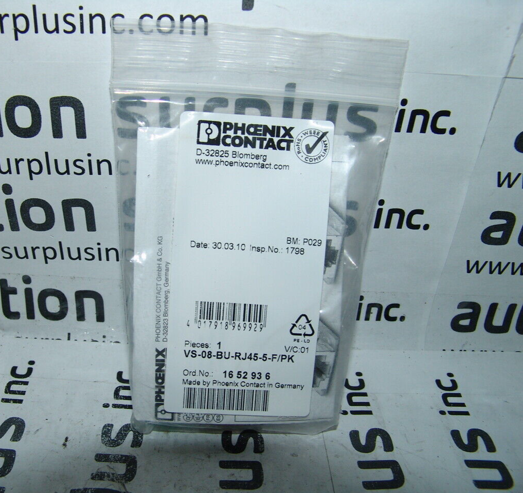 PHOENIX CONTACT VS-08-BU-RJ45-5-F/PK 1652936 RJ45 SOCKET INSERT NEW ...