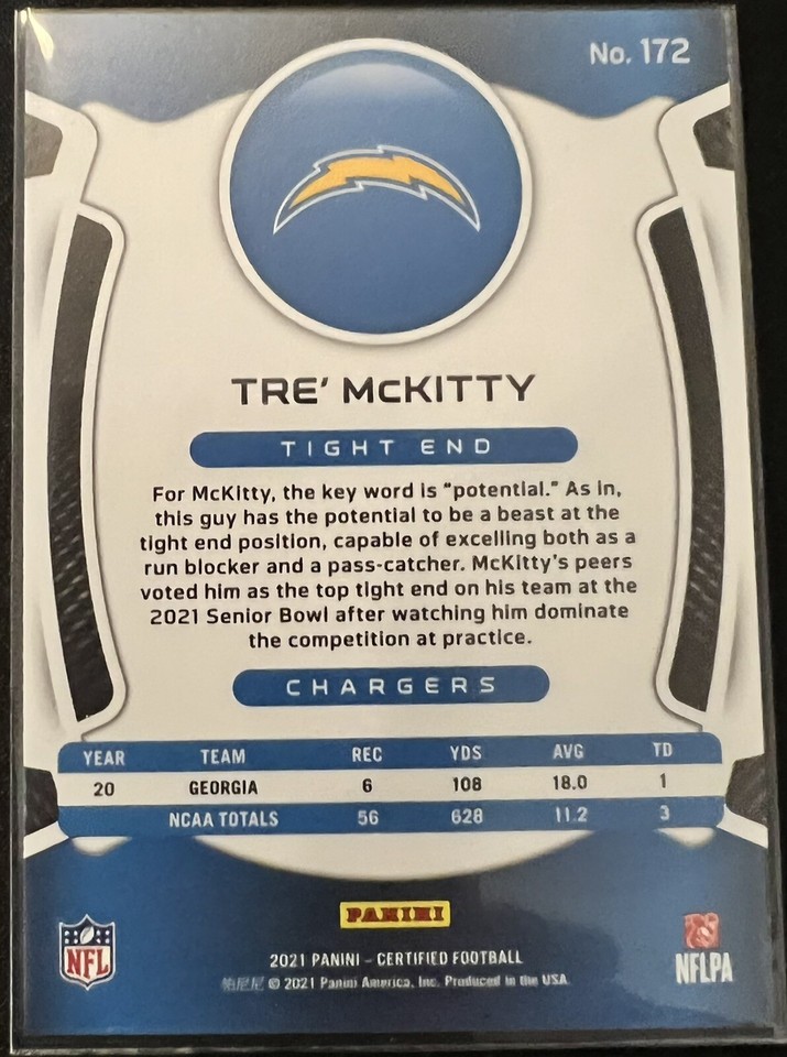 2021 Certified Tre’ McKitty Rookie SP 184/199 Pink | eBay