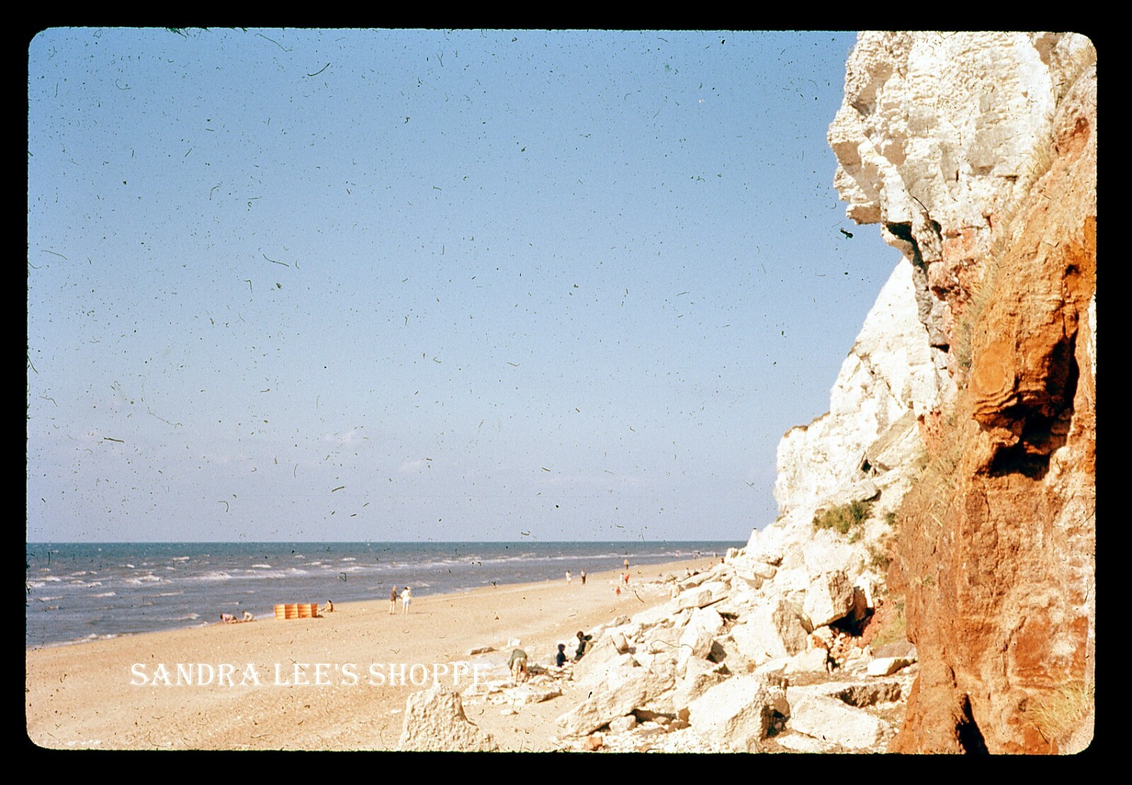1967 Slide People On Beach Striped Cliffs Hunstanton Norfolk England ...