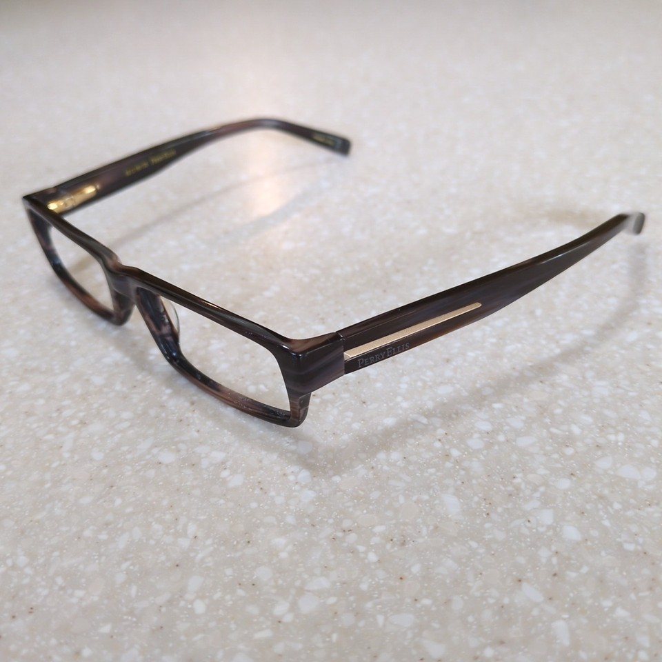 Perry Ellis PE 274-1 Brown and Gray Striped Eyeglasses Frames 52-16-135 ...