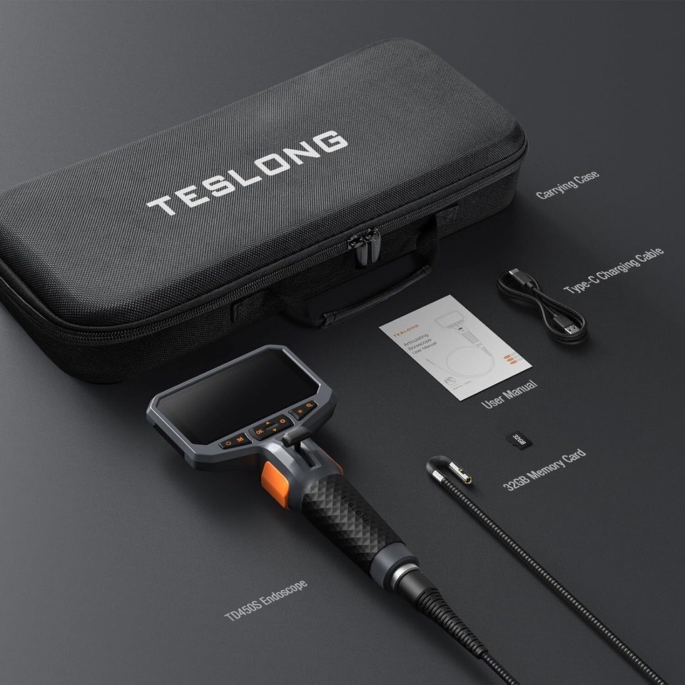 TESLONG TD500 Industrial Waterproof Borescope Inspection Camera 5 Inch ...