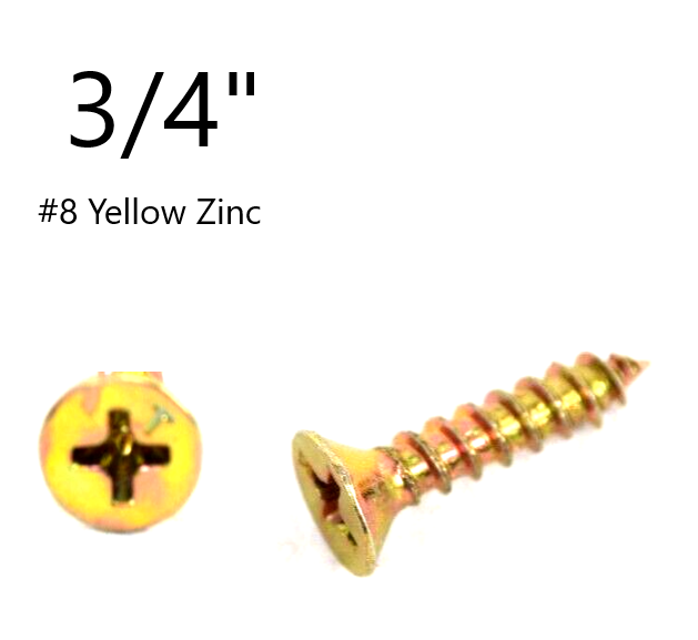 (500) Phillips #8 3/4 in Wood Screw Flat Head Zinc Yellow | eBay