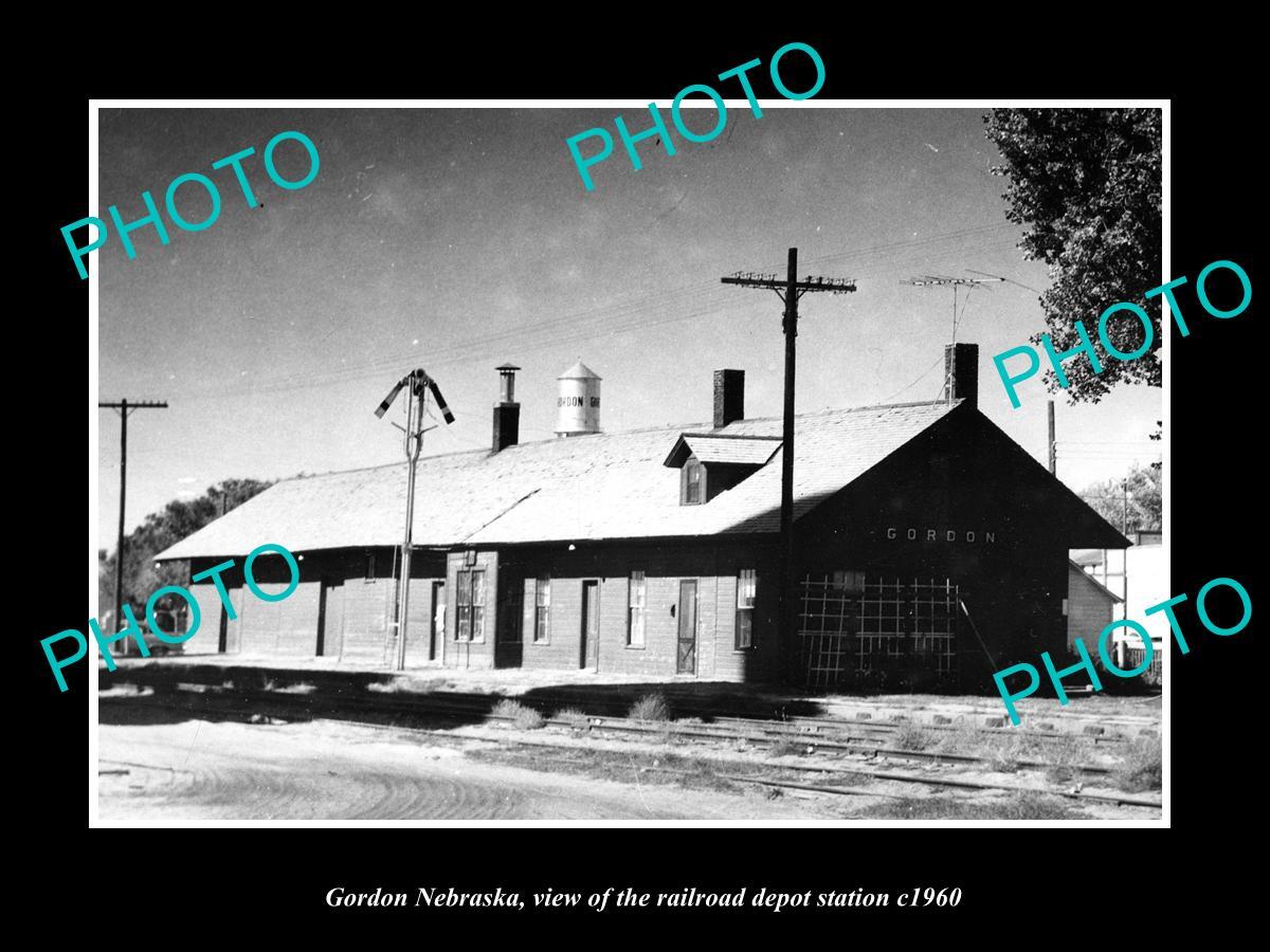 OLD LARGE HISTORIC PHOTO OF GORDON NEBRASKA THE RAILROAD STATION c1960 ...