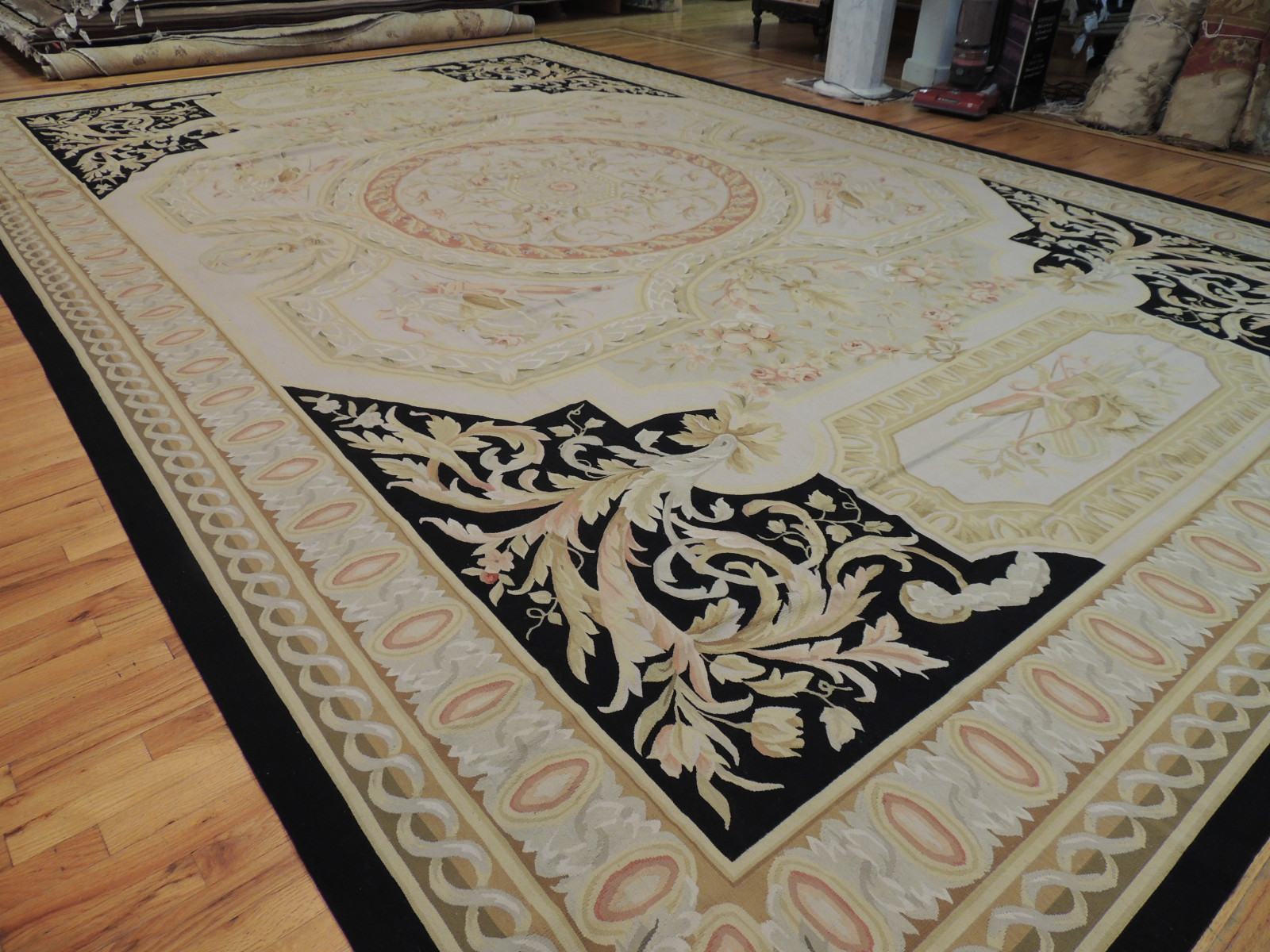 12x18 Oversize/Palace French Aubusson Area Rug Black Gold wool hand ...