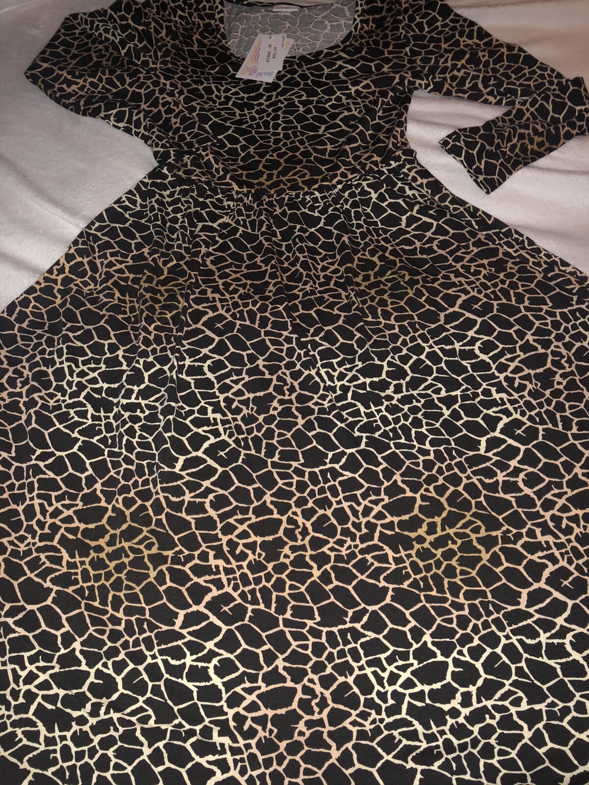 LuLaRoe Ryane Long Sleeve Empire Waist Dress Brown Animal Print Giraffe ...