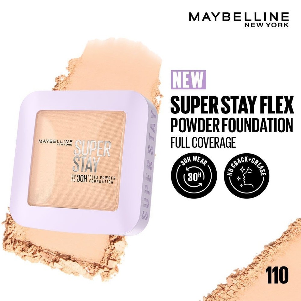 Maybelline New York Super Stay Flex Powder Foundation Compact-30H Full ...