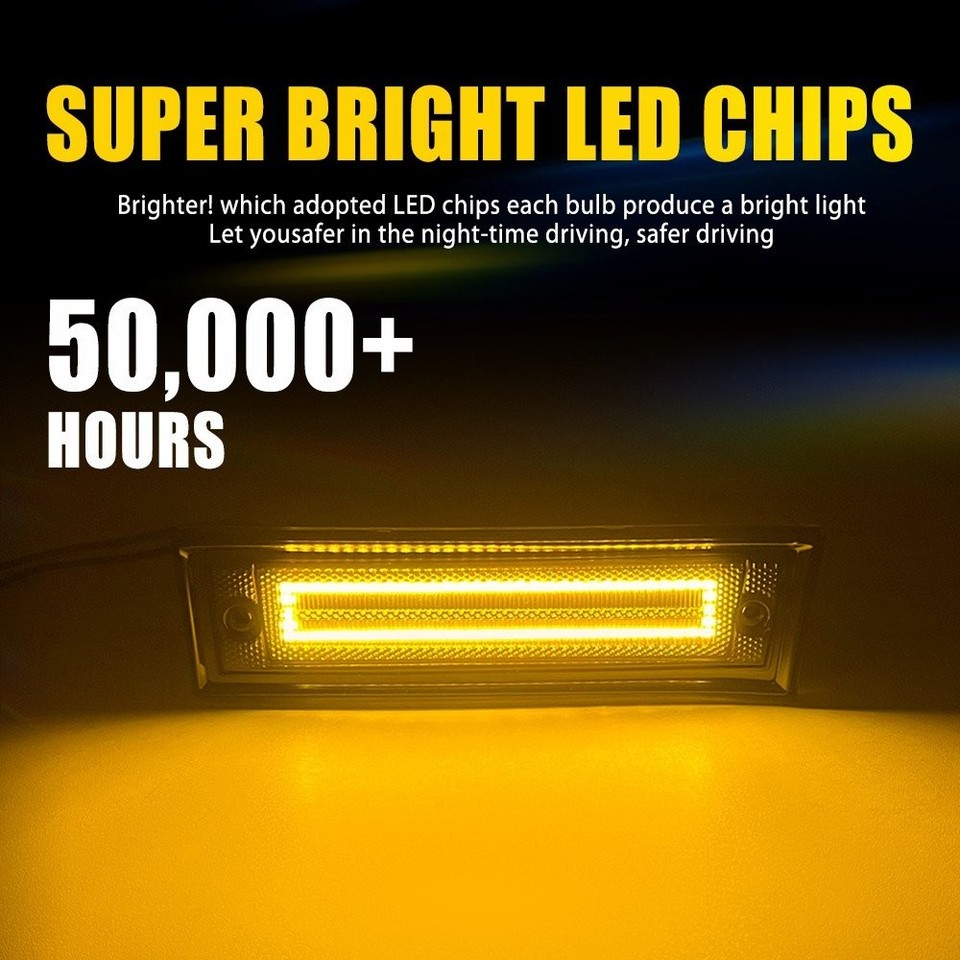 Smoked Front Bumper LED Side Marker Light For GMC K5 Jimmy Suburban ...