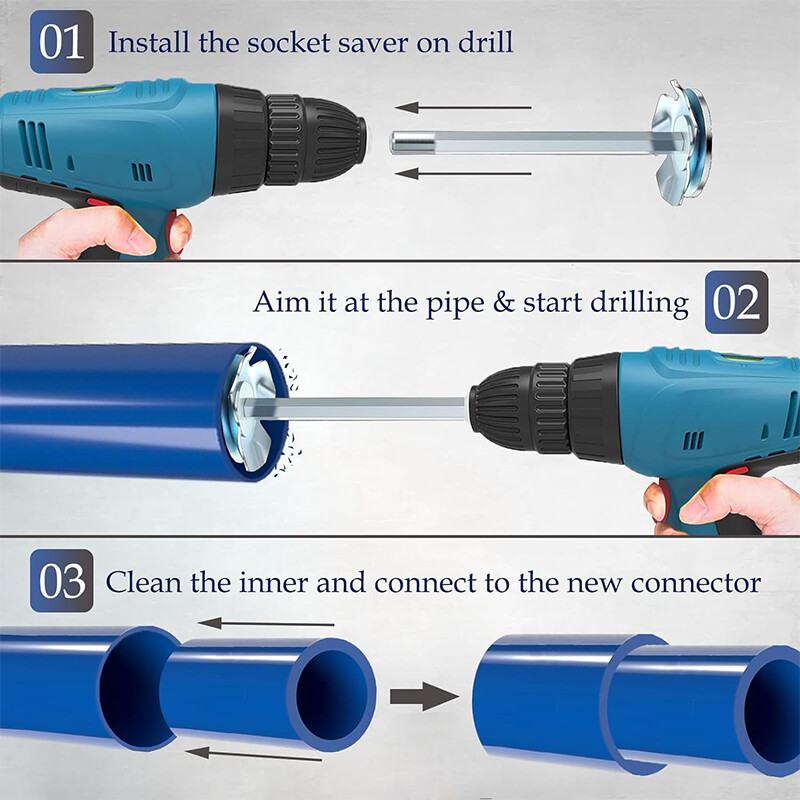 7×PVC Pipe Reamer Plumbing Fitting Socket Saver Set 1/2" 3/4" 1" 1-1/2 ...