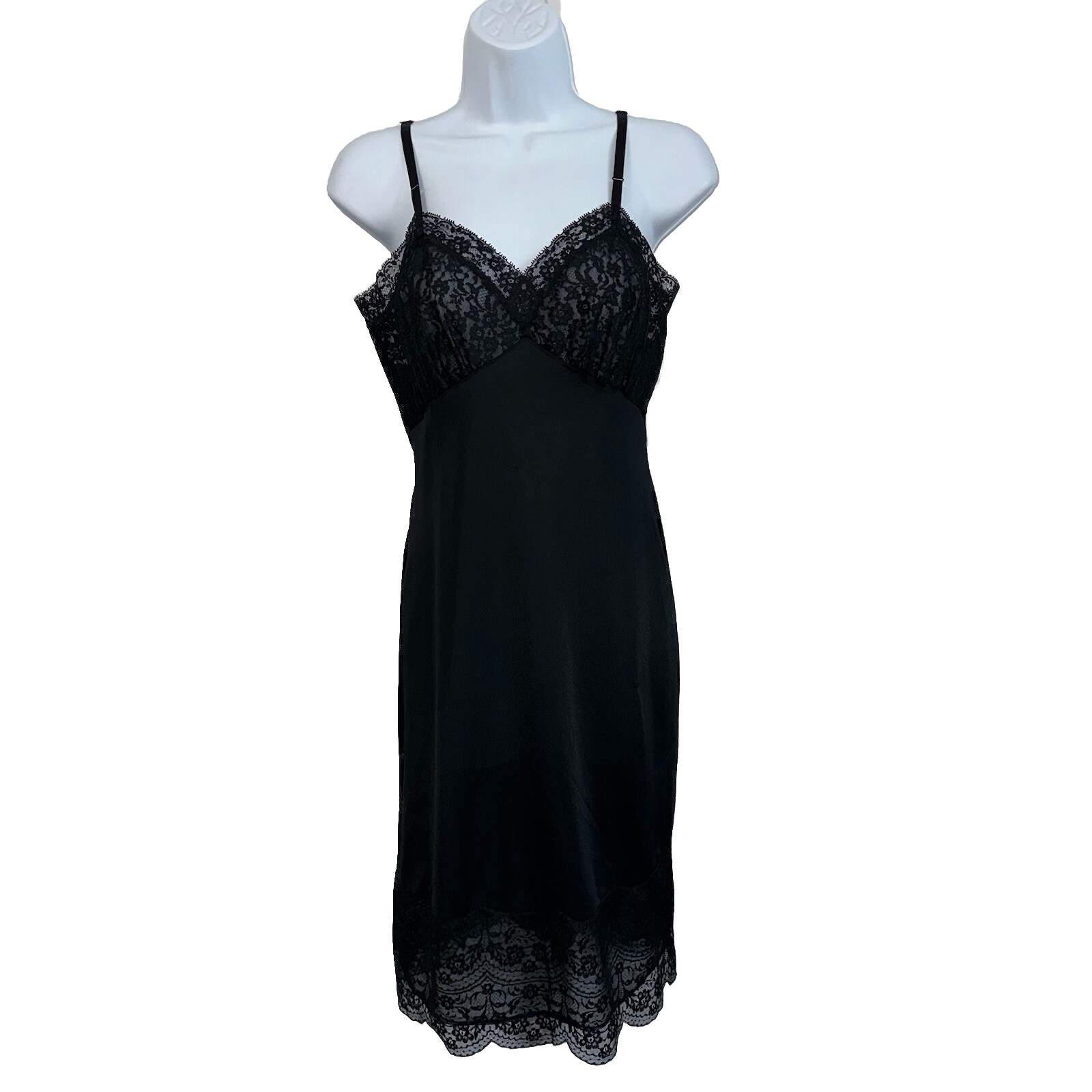 Vintage 1950's VAN RAALTE Black Fleur De Lace Full Op… - Gem