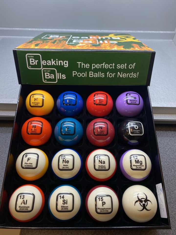 Breaking Balls Periodic Table Billiard Balls Pool Ball Set Chemistry ...