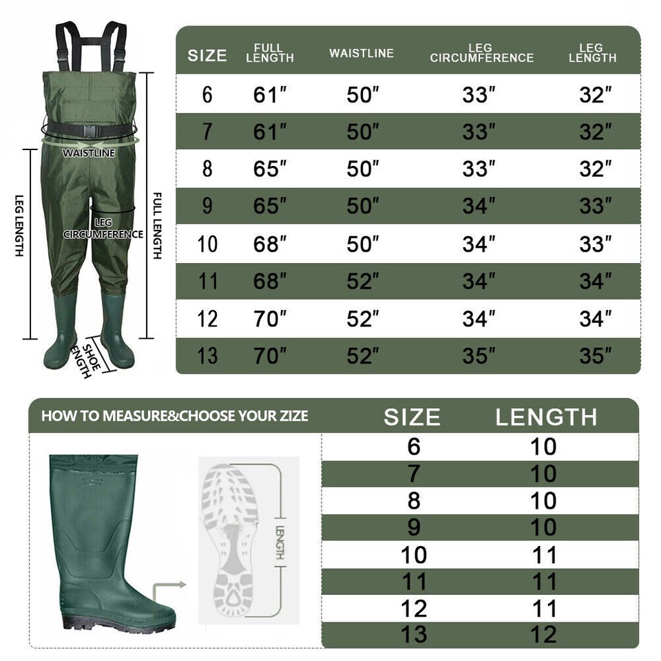 2-Ply Waterproof Chest Waders Nylon Hunting Fishing Rubber Bootfoot 6 ...