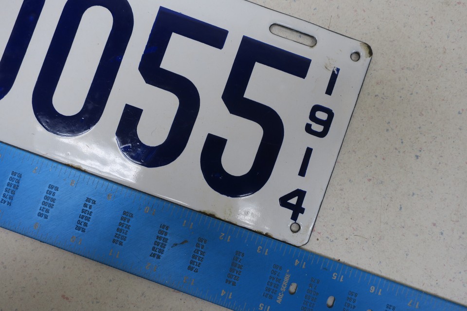 Massachusetts Porcelain License Plate 1914 Tag Enamel #50055 Enamel ...