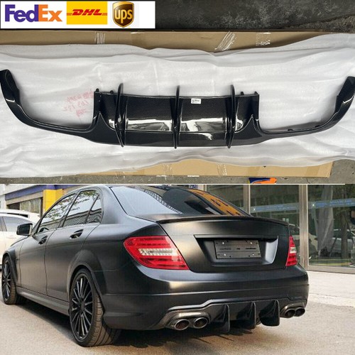 For Mercedes Benz W204 C63 AMG 12-15 Rear Bumper Diffuser Lip Carbon ...