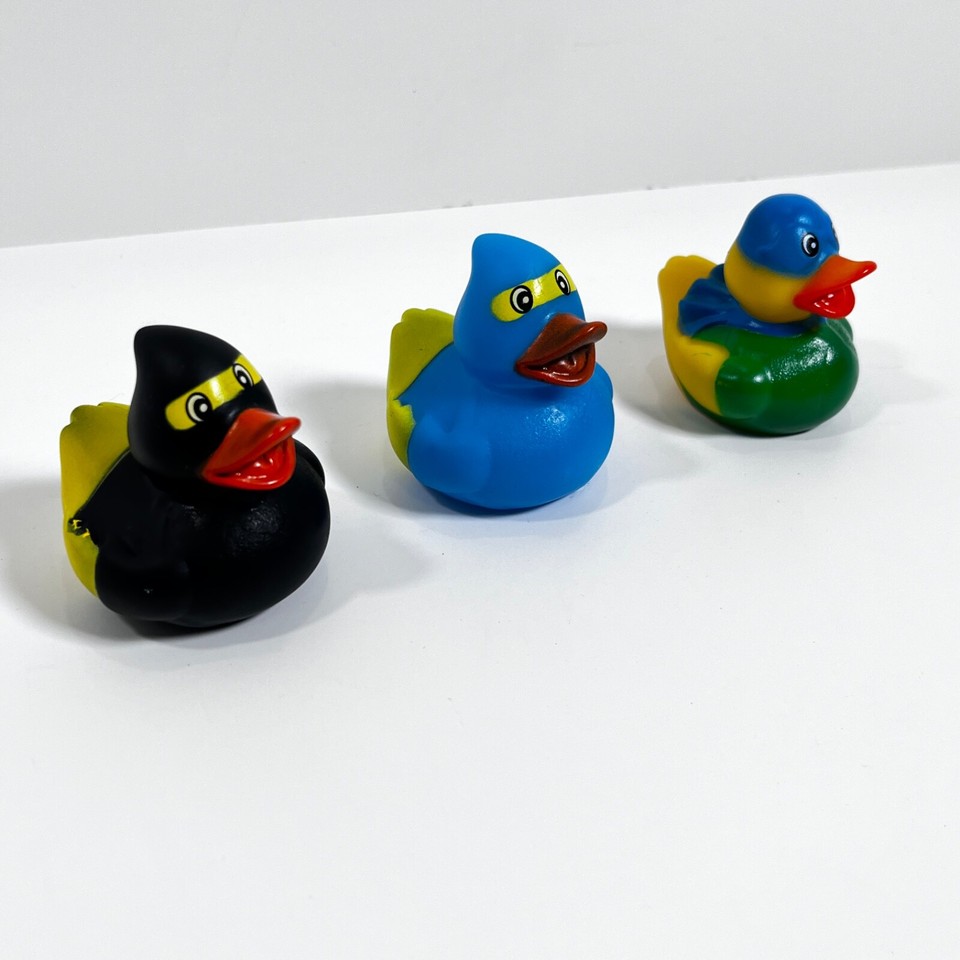 Set of 3 Rubber Ducks Black & Blue Ninja & Superhero, Jeep Dash Toy | eBay