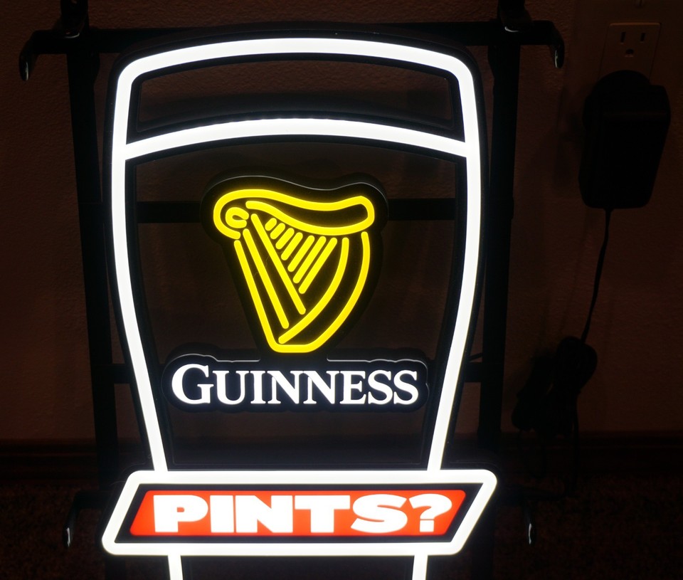 🌟GUINNESS PINTS LED Lighted Logo Sign Man Cave Sign Decor New | eBay