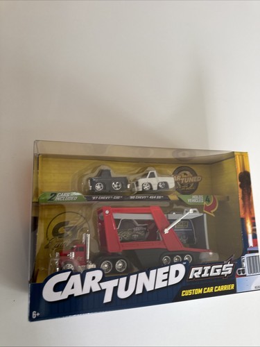 Car Tuned Rigs Custom Car Carrier w/ 2 Cars ‘87 Chevy C10 & ‘90 Chevy ...