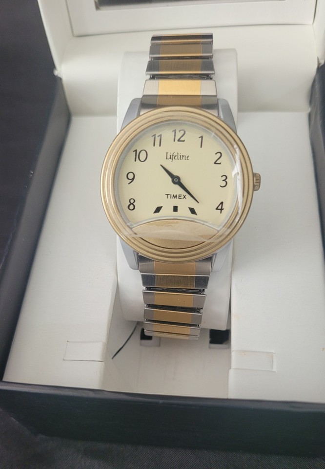 Timex Lifeline Men's Watch Gold And Silver Wrist Band Traditional Face ...