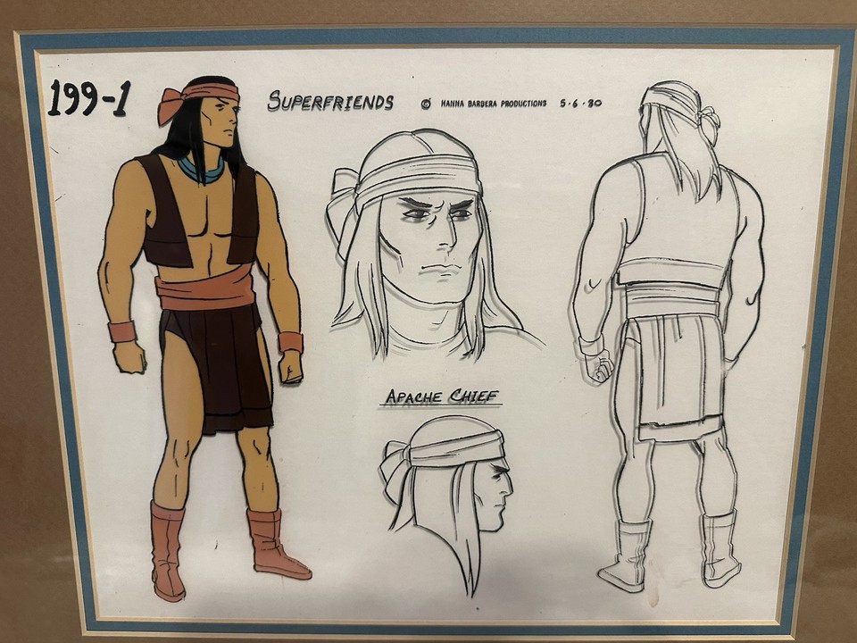 1980 Hanna Barbera SuperFriends Animation Production Cel Apache Chief Framed | eBay