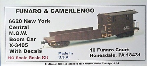 Funaro F&C HO New York Central M.O.W. X-3405 Boom Car Kit 6620[ | eBay