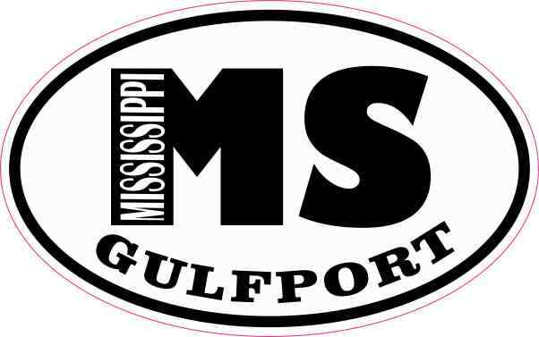 4in x 2.5in Oval MS Gulfport Mississippi Sticker Car Truck Vehicle ...