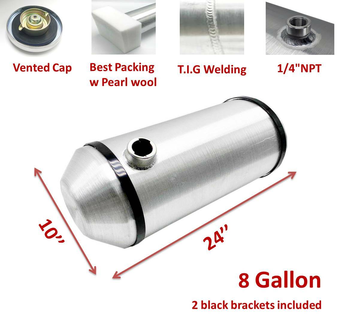 Universal 8 Gallon 10"x24" Spun Fuel Tank / Gas Tank End Fill 1/4" NPT ...
