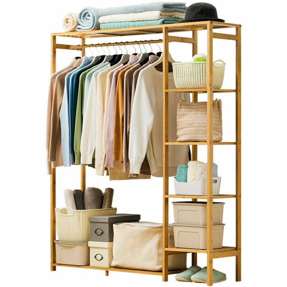 Open Wardrobe Clothes Rail Rack Hanging Garment Heavy Duty Organizer ...