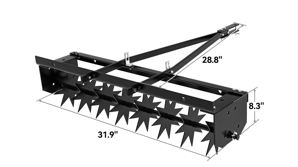 32" Spike Lawn Aerator Tow Behind Rolling Tractor Soil Penetrator Mower ...