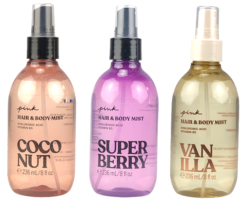 VICTORIAS SECRET PINK HAIR & BODY MIST SPRAY HYALURONIC ACID VITAMIN B5 ...
