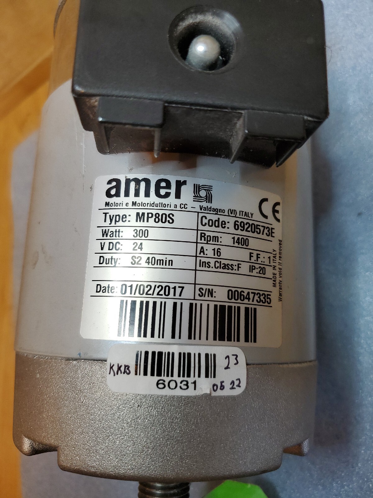 AMER MP80S/2 300W, 24VDC. 1400RPM 6920573E IN*STOCK*USA READY*TO*SHIP ...