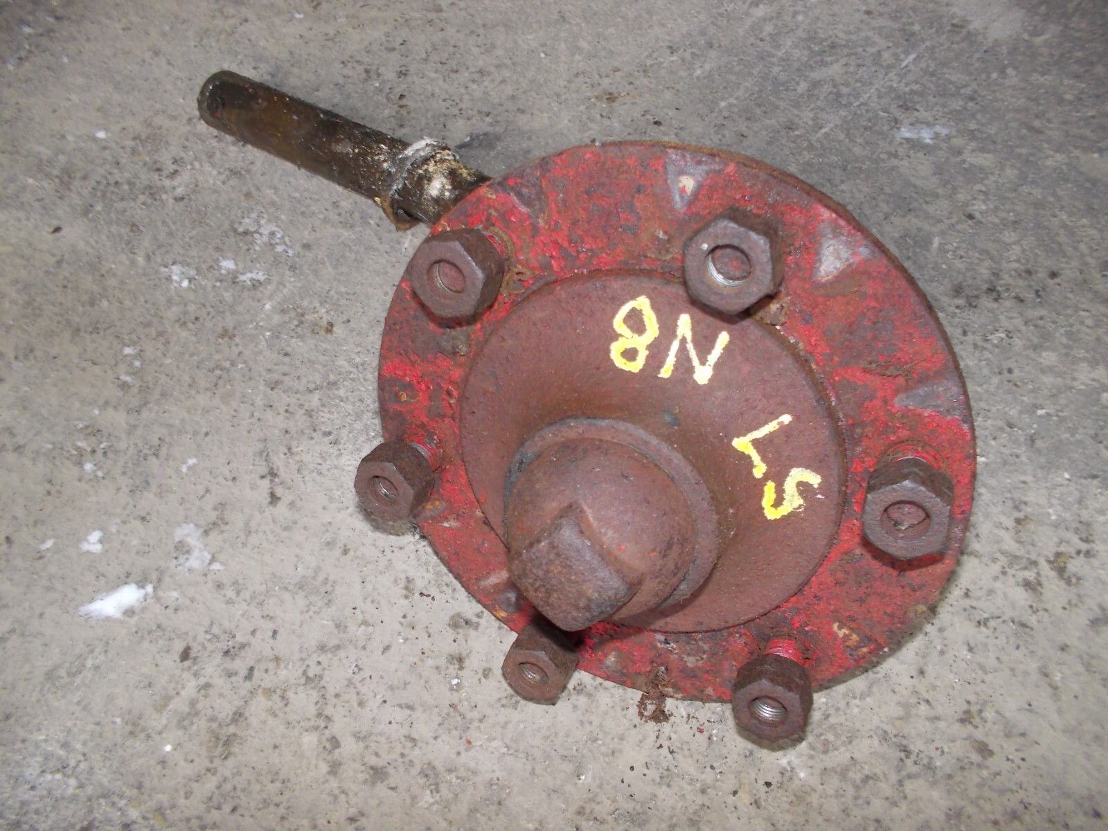 Ford 8N tractor ORIGINAL front left wheel spindle w/ hub cap + studs ...