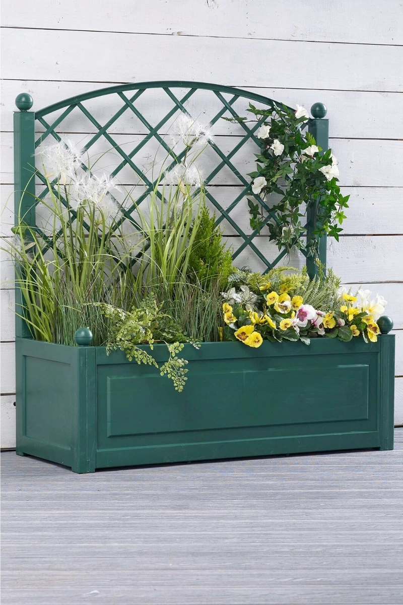 Resin Garden Planters With Trellis | Fasci Garden