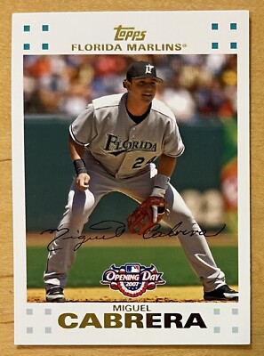 Miguel Cabrera 2007 Topps Baseball Opening Day #58 Florida Marlins NM ...