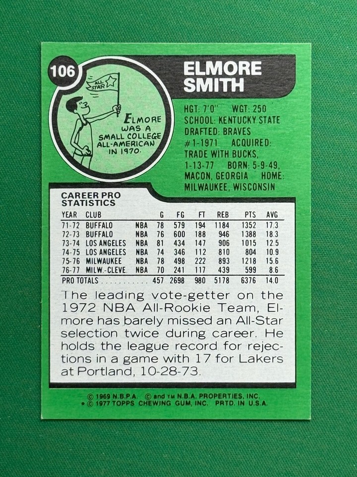 1977-78 Topps Basketball #106 Elmore Smith | eBay