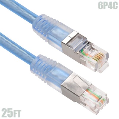 25FT RJ11 6P4C Shielded Telephone Phone Line Cable Cord Modem DSL ...