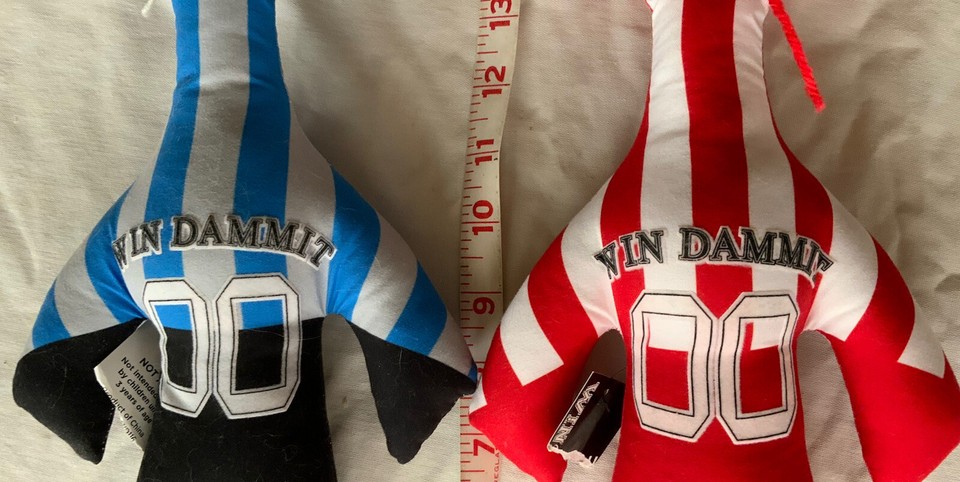 Two Dammit Dolls Original WIN 00 Red Blue White Stripes | eBay
