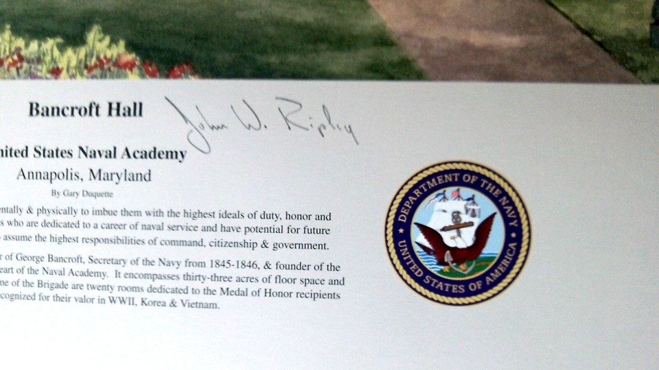 USNA Print S/N LtdEd signed by Col John Ripley (MOH)-USNA grad, w/COA ...